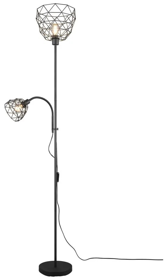 Černá stojací lampa s kovovým stínidlem (výška 180 cm) Haval – Reality