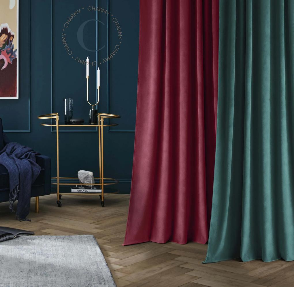 Room99 Hotový závěs na kroužcích CHARMY Jednobarevný Velurový Zatemňovací Barva: Béžová/Stříbrná, Velikost: 140 x 260 cm