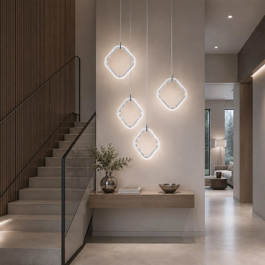Toolight Rea, Závěsné stropní LED svítidlo LHJ127-W Chrom, OSW-03282