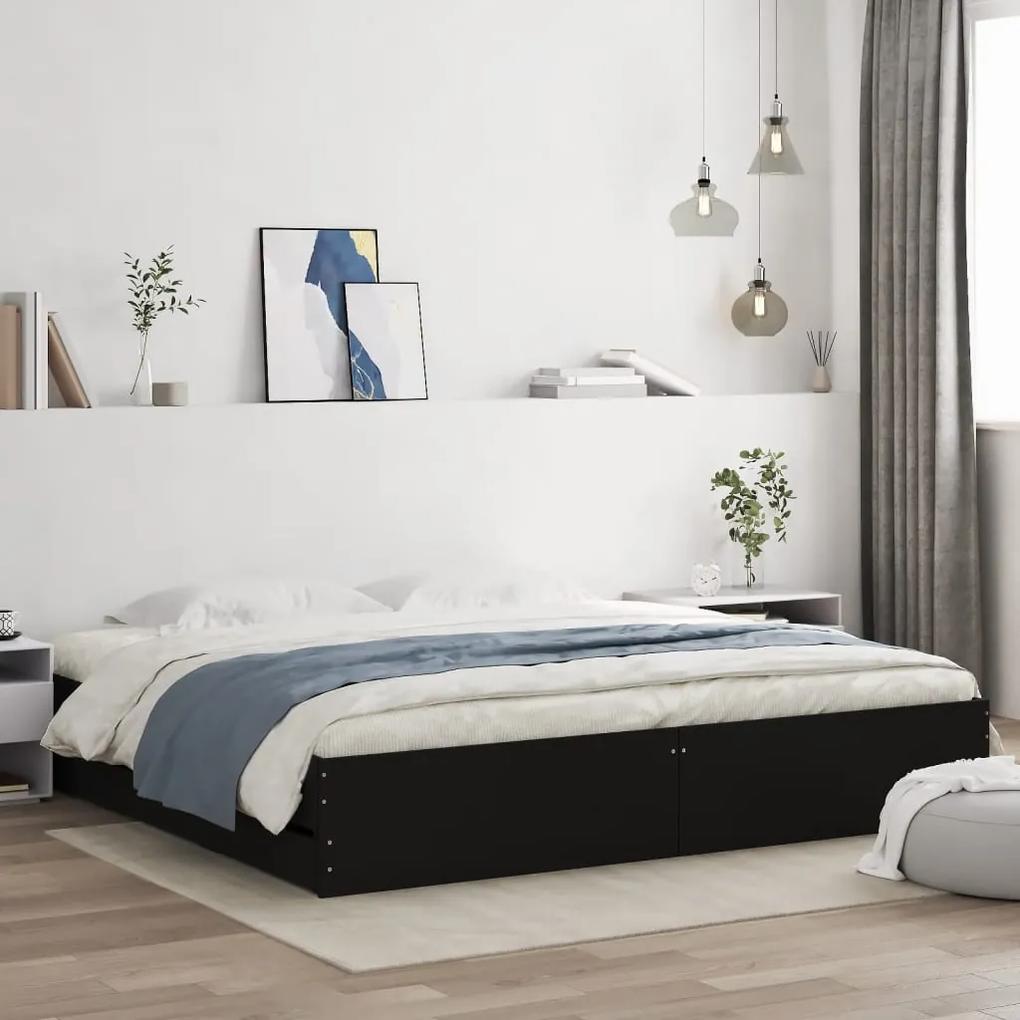 Rám postele se zásuvkami černý 160 x 200 cm kompozitní dřevo - Default Title
