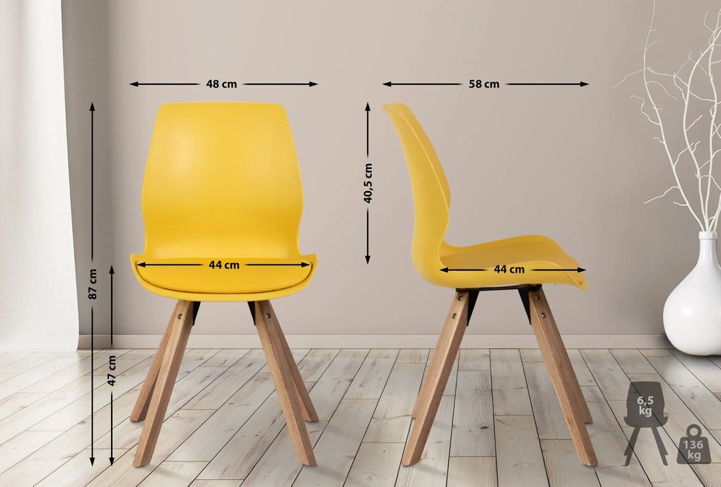 Jídelní židle Carnforth - 2 ks - umělá hmota | žluté