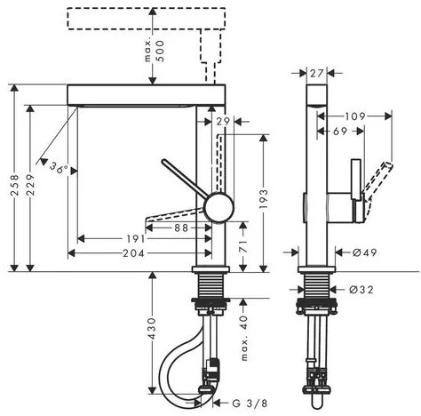 Hansgrohe Finoris Baterie umyvadlová se sprškou, odtokem, bílá mat 76063700