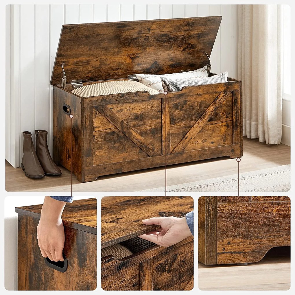 Úložná truhla, sedací truhla 100 x 46 x 40 cm rustikální hnědá