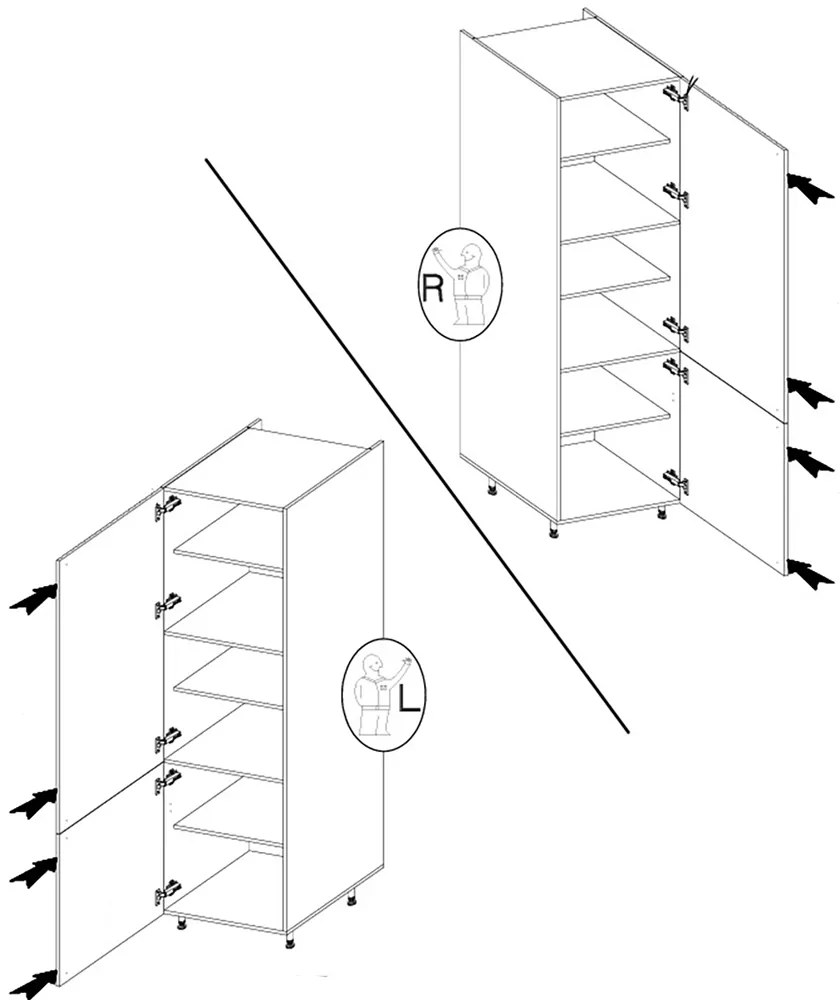 NESSANT se | vysoká skříňka 60 DK-215 2F potravinová | 60 cm | šedá
