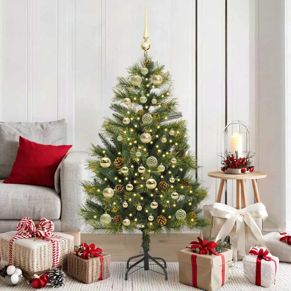 Umělý sklopný vánoční stromeček s kužely Zelená 150 cm 3395084
