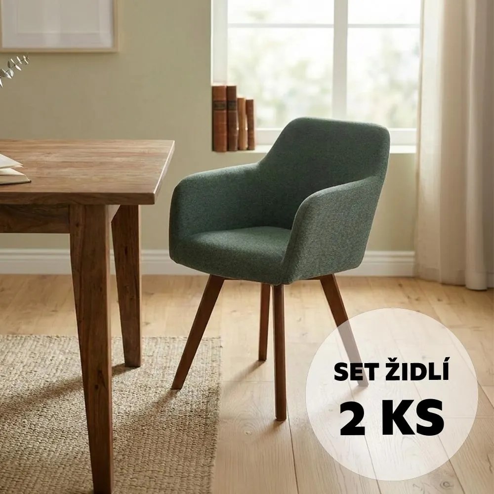 Set - 2 ks Jídelní židle AVENBERG NORD zelená