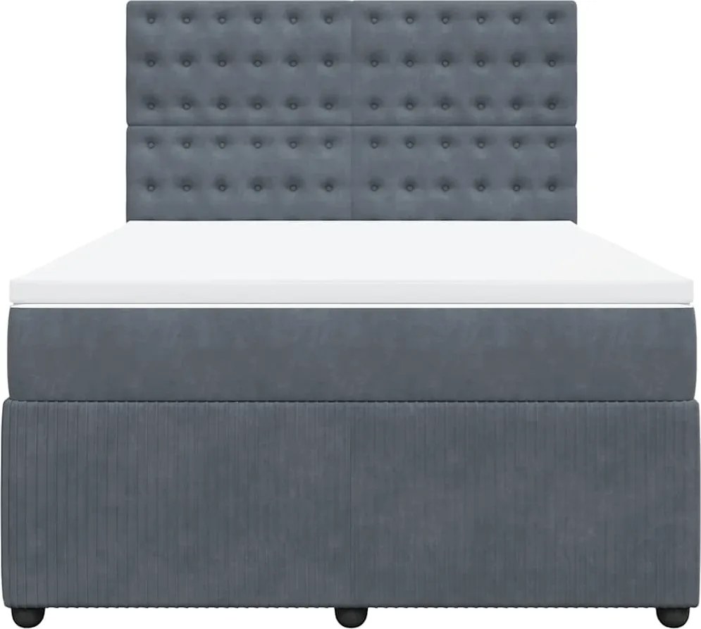 Box spring postel s matrací tmavě šedá 140x200 cm samet 3292371