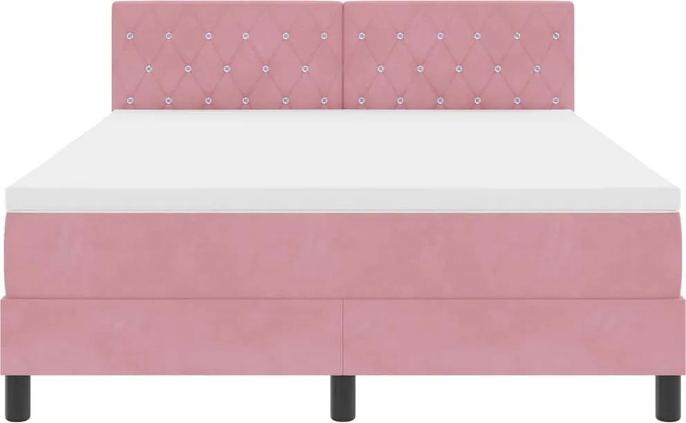 Postel s boxspringem s matrací s čelo Růžová 140 x 190 cm samet 3339109
