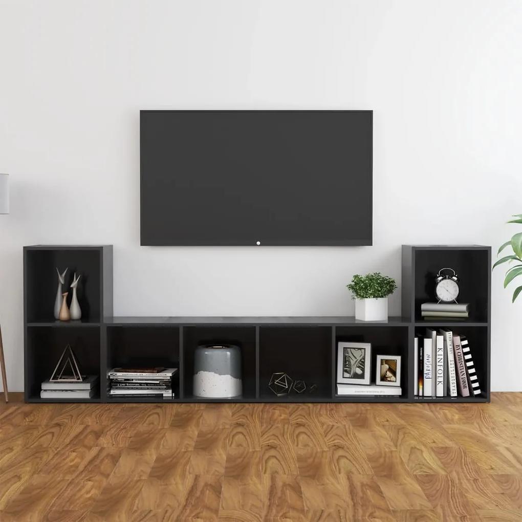 vidaXL 3dílný set TV skříněk kompozitní dřevo [3079984] Barva: bílá a dub sonoma