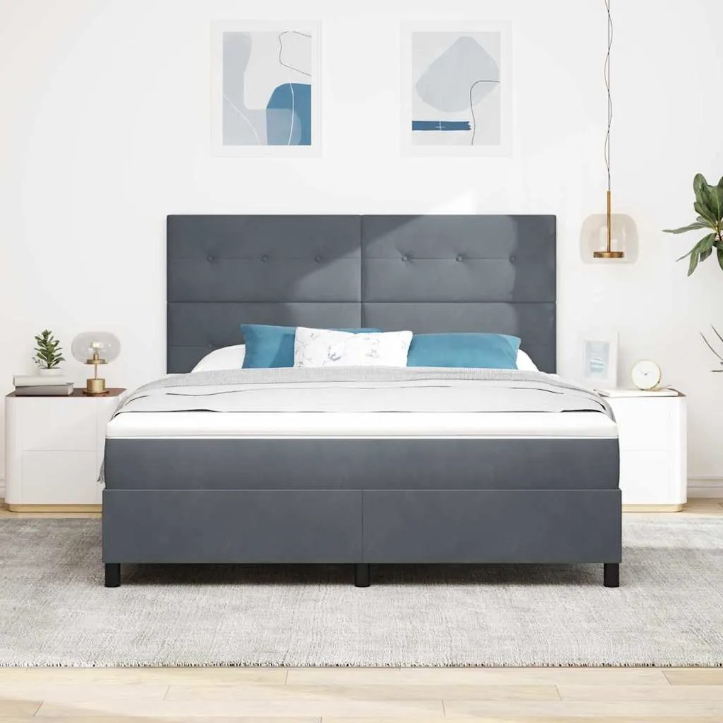 Postel s boxspringem s čelo Tmavě šedá 180 x 200 cm samet 3339849