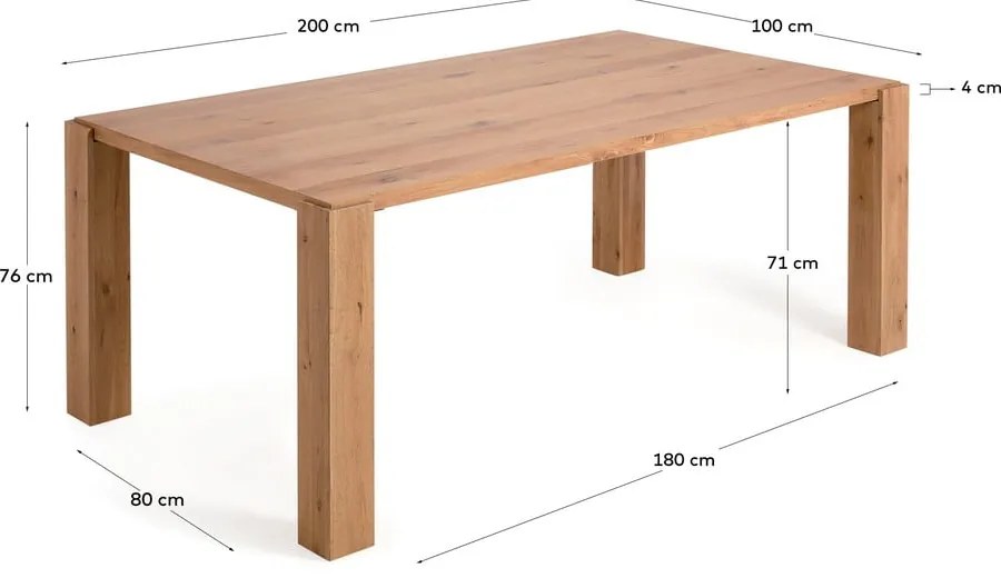 Jídelní stůl v dekoru dubu 100x200 cm Deyanira – Kave Home
