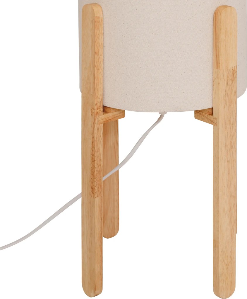 Stojací lampa textilní stínidlo RAFA dřevěné nohy, Ø 24 x 107 cm