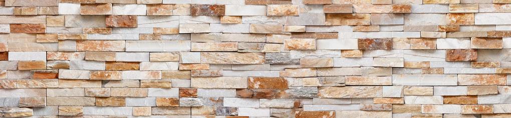 DIMEX | Fototapeta do kuchyně Přírodní kamenná zeď KI-260-303 | 260 x 60 cm | krémová, béžová, hnědá