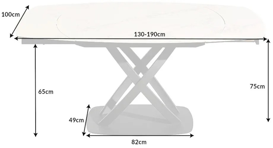 Massive home | Jídelní stůl INCEPTION WHITE 130-190 CM keramika rozkládací