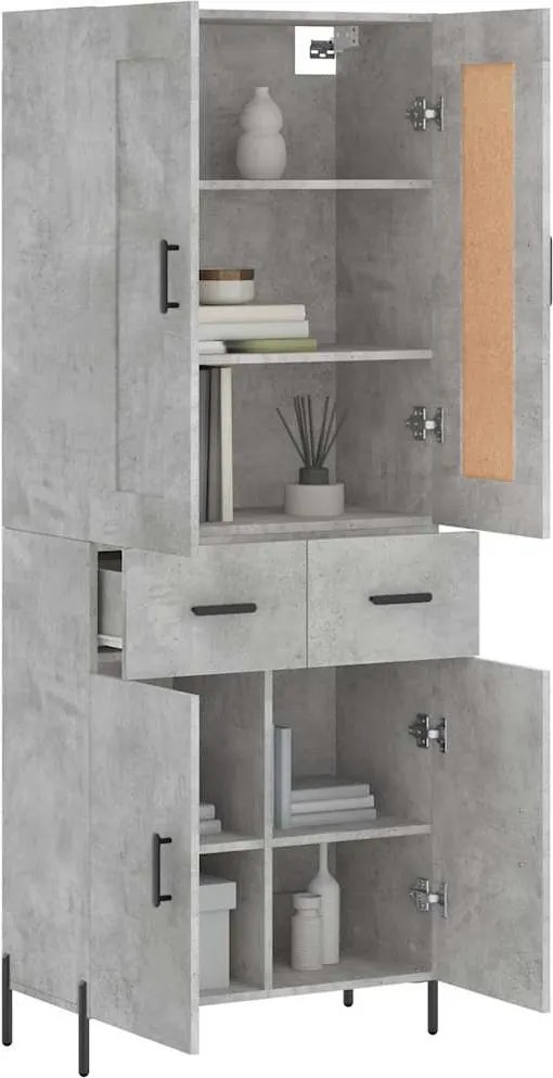 Skříň highboard betonově šedá 69,5x34x180 cm kompozitní dřevo 3199885