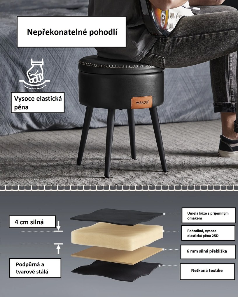 Mini taburet / stolička na nožičkách s úložným prostorem LOM005BH08