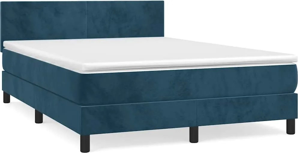 Box spring postel s matrací tmavě modrá 140x200 cm samet 3141189