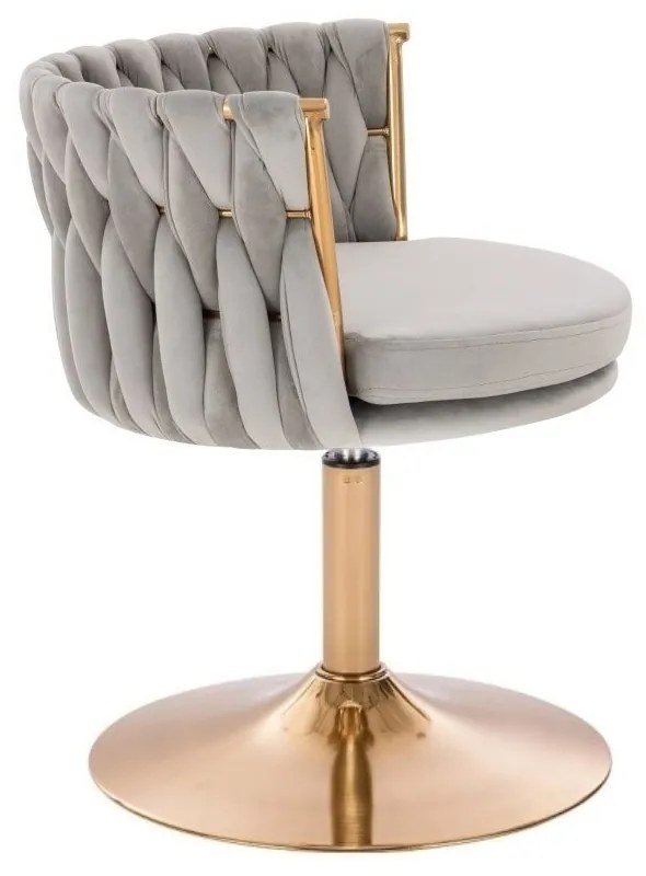LuxuryForm DESIGN Otočná židle LYON VELUR na zlatém talíři - světle šedá