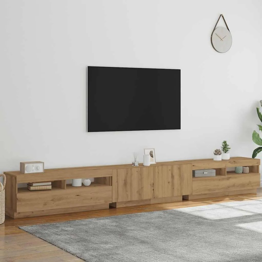 TV stolek s LED dub artisan 300x35x40 cm kompozitní dřevo 3329170