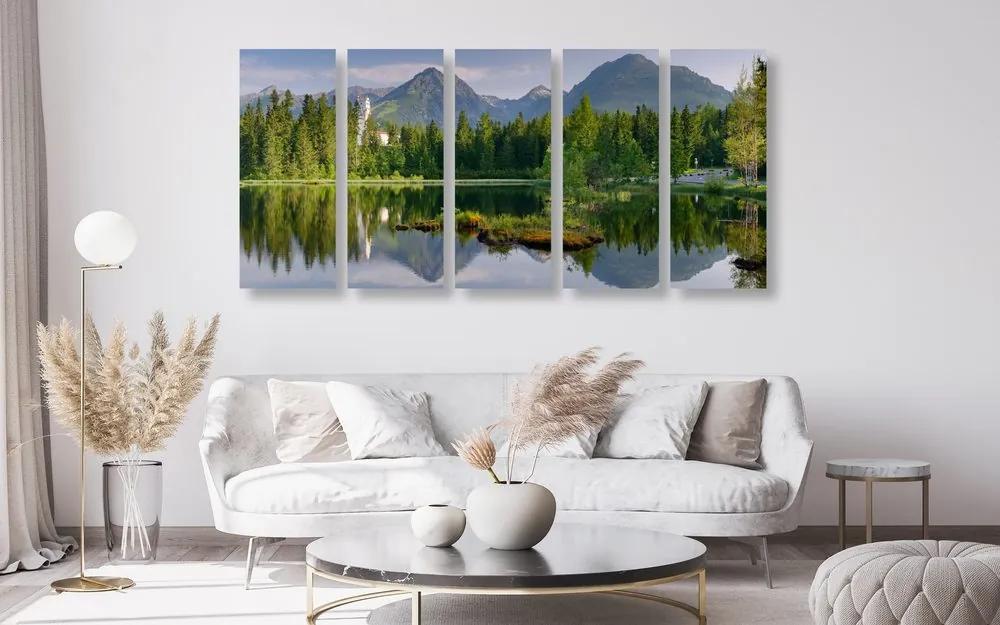 5-dílný obraz nádherné panorama hor u jezera Varianta: 100x50