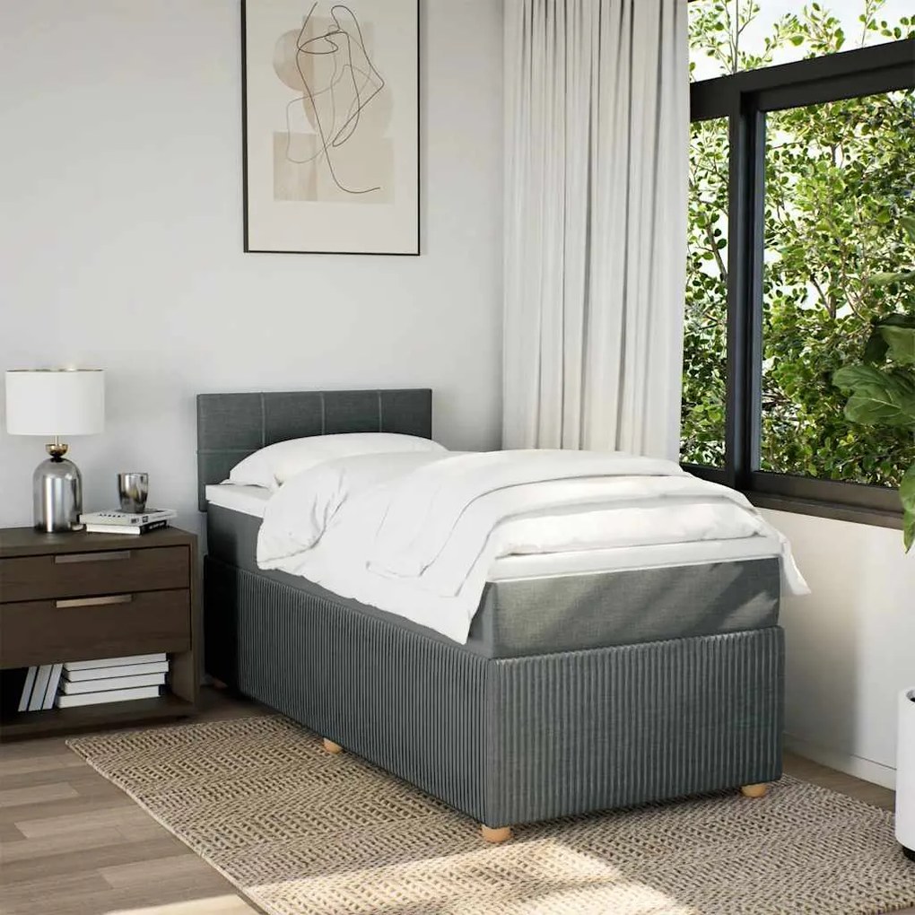 Box spring postel s matrací tmavě šedá 80 x 200 cm textil 3289584