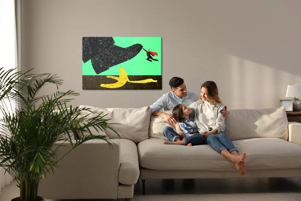 Obraz Banánová Slupka A Retro Superhrdina Nedostatek Nedostatek Plátno Canvas 90x60