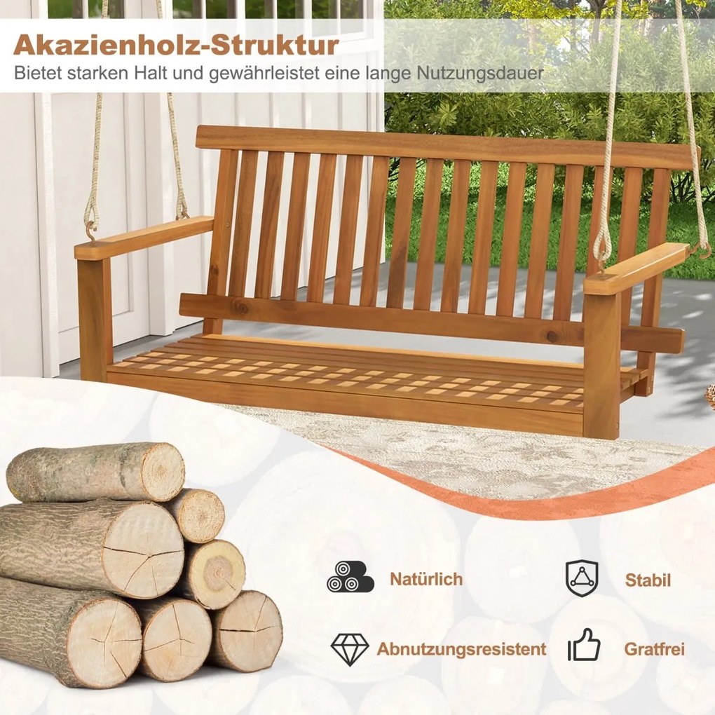 Costway Verandová houpačka pro 2 osob s 2 lany k zavěšení. Udrží až 360 kg.
