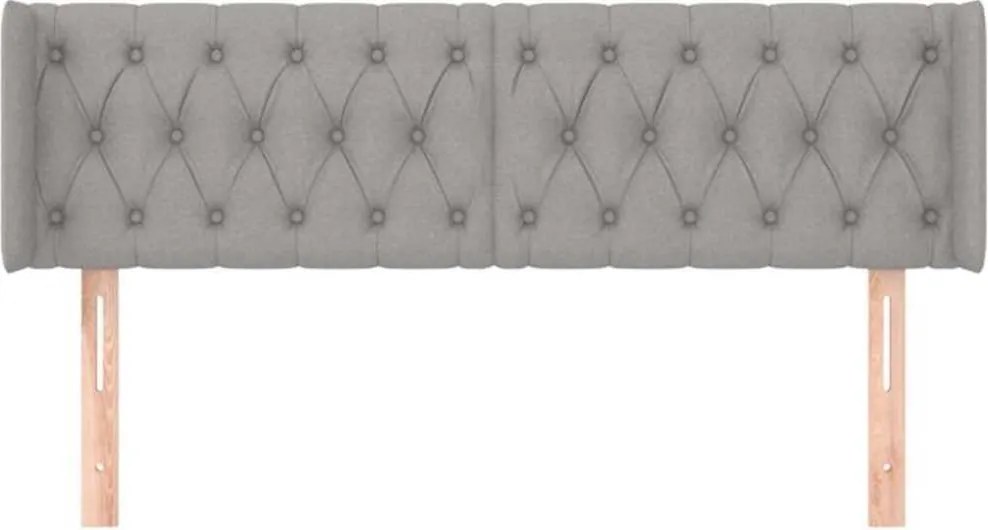 Čelo postele typu ušák světle šedé 163x16x78/88 cm textil 3119110
