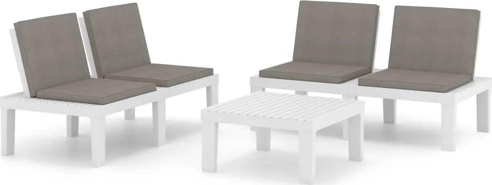 vidaXL 3dílná zahradní sedací souprava s poduškami plast [3059827] Barva: Bílá