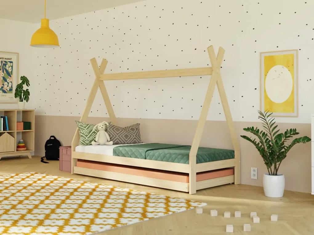 Benlemi Rostoucí dětská postel SWITCH 2v1 ve tvaru teepee s přistýlkou Zvolte barvu: Béžová, Zvolte rozměr: 90x190 cm