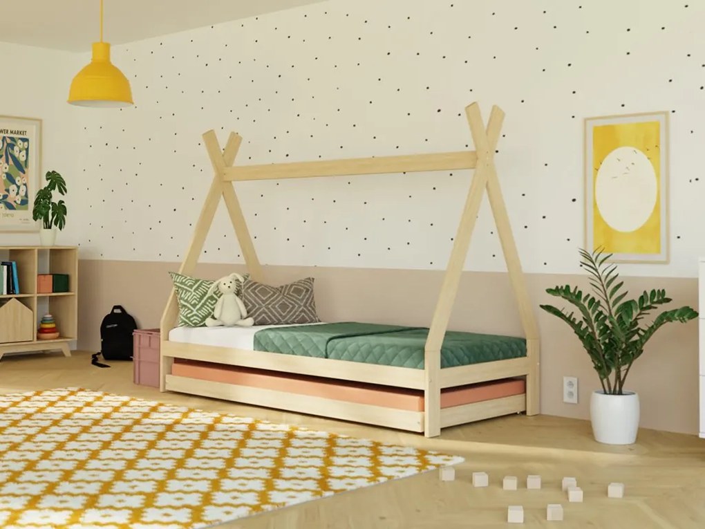 Benlemi Rostoucí dětská postel SWITCH 2v1 ve tvaru teepee s přistýlkou Zvolte barvu: Cihlová, Zvolte rozměr: 90x160 cm