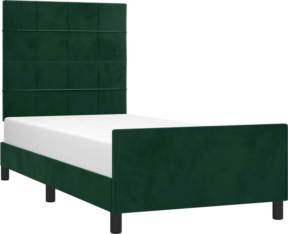 Rám postele bez matrace tmavě zelená 90 x 190 cm samet 3125730