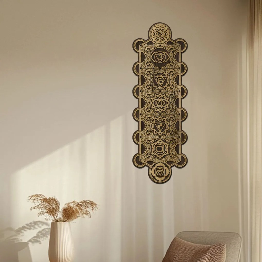 dřevo života Dřevěná dekorace Čakrový panel Zvolte rozměr (cm): 20x60, Zvolte barvu dekoru: Dub sonoma-Ořech