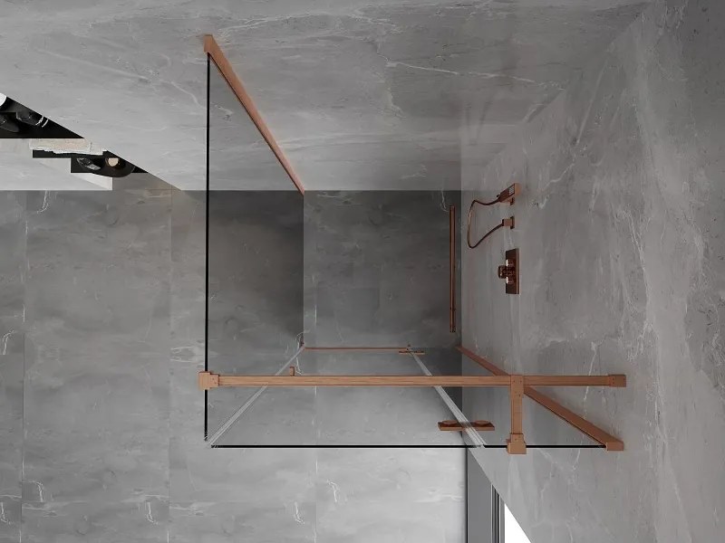 Mexen Mist HT, sprchový kout s výklopnými dveřmi pravý 95 x 95 cm, čiré sklo, měděná matná, 8A5T-095-095-65-00-P