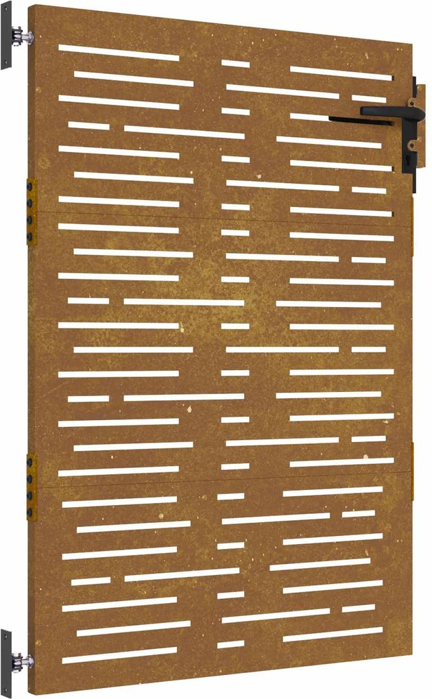 Zahradní branka 85 x 150 cm z corten oceli čtvercový design 153247