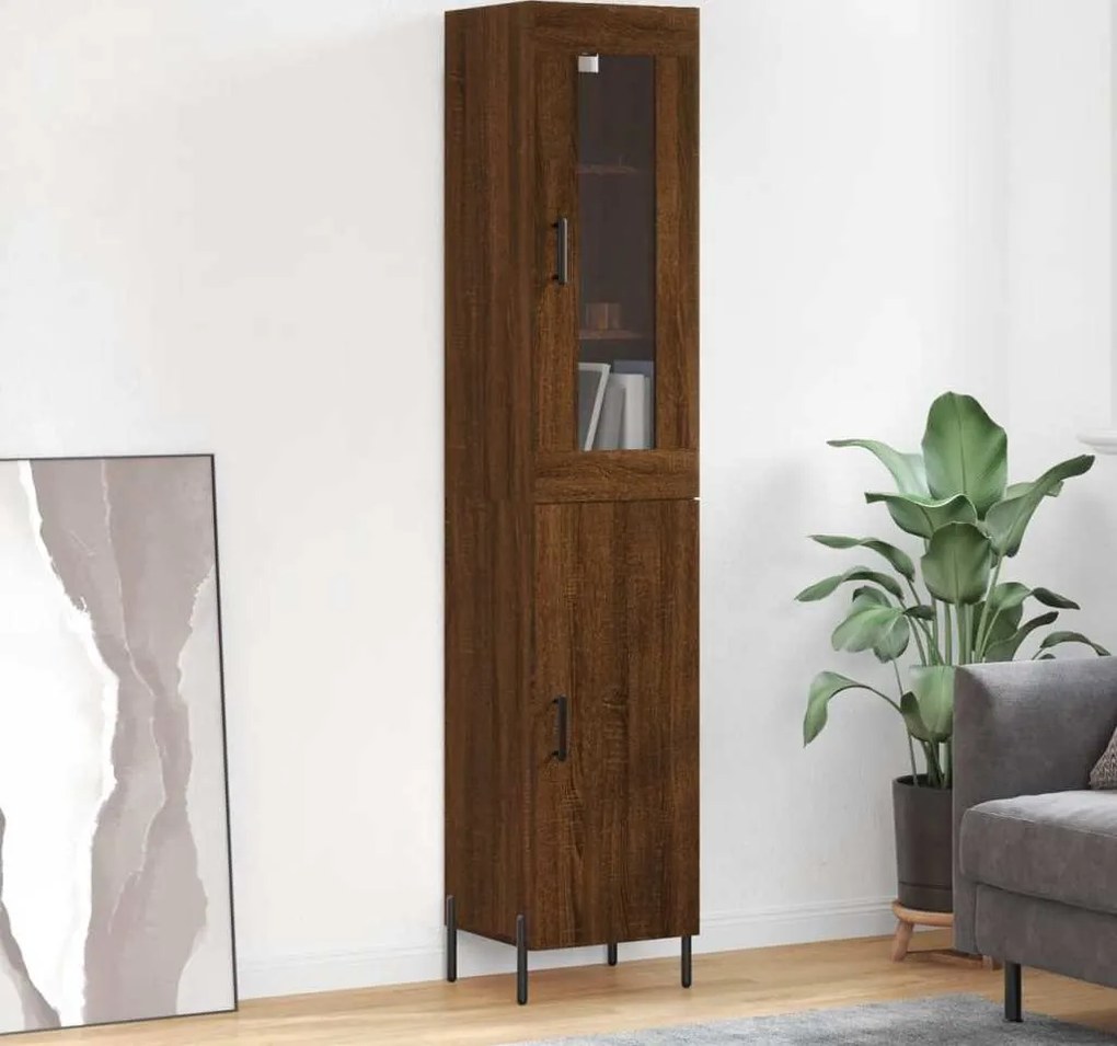 vidaXL Skříň highboard 34,5 x 34 x 180 cm kompozitní dřevo [3199181] Barva: bílá s vysokým leskem