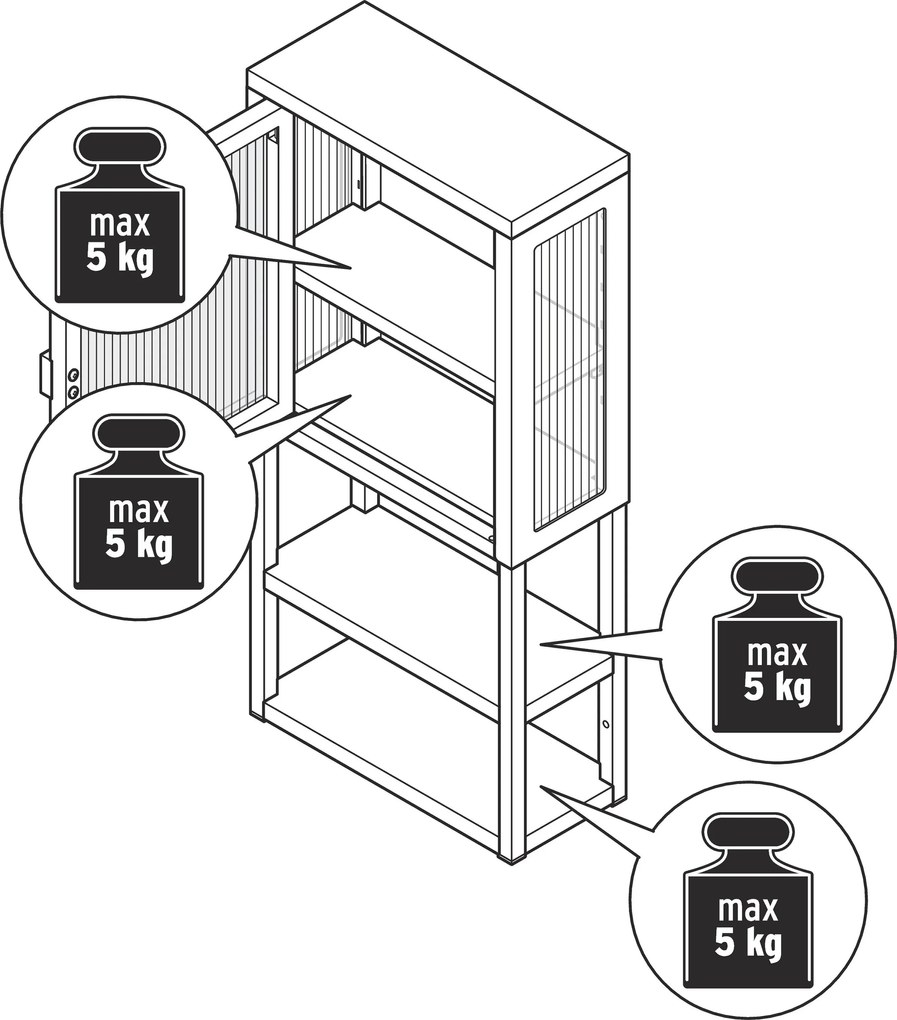 Tchibo - Nástěnná skříňka se skleněnými dvířky - barva: černá