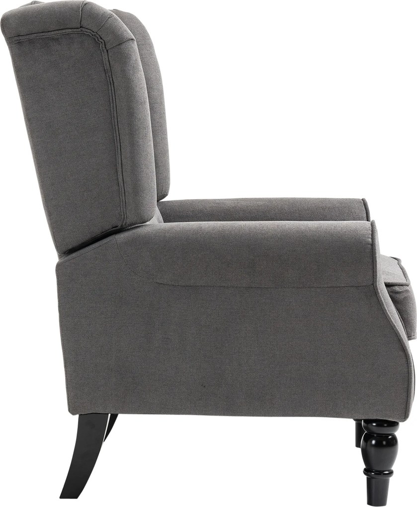 HOMCOM křeslo polohovatelné křídlo s čalouněním, dřevěné nohy, polyester, tmavě šedá, 74x86x102cm, do obývacího pokoje a ložnice