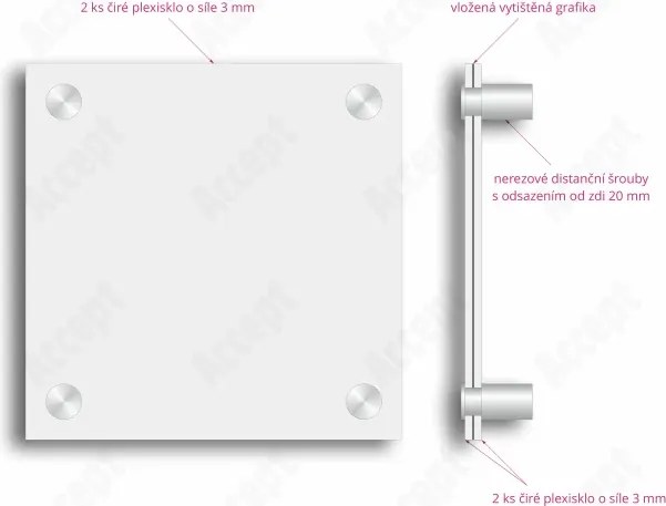 ACCEPT Dveřní tabulka Clear CL4 - rozměr 347 x 260 mm