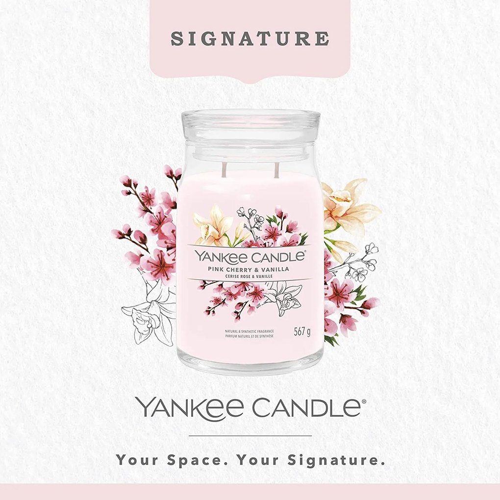 Yankee Candle vonná svíčka Signature ve skle velká Pink Cherry & Vanilla 567g