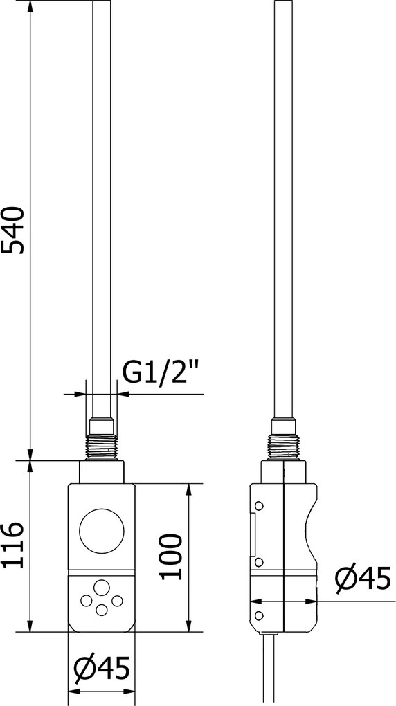 Mexen Ares, elektrické topné těleso 1500x500 mm + topná tyč 600 W, zlatá lesklá, W102-1500-500-2600-50