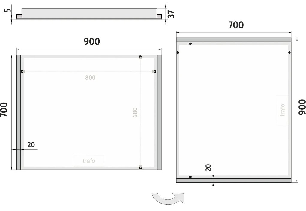 LED zrcadlo ZP11019 90x70cm