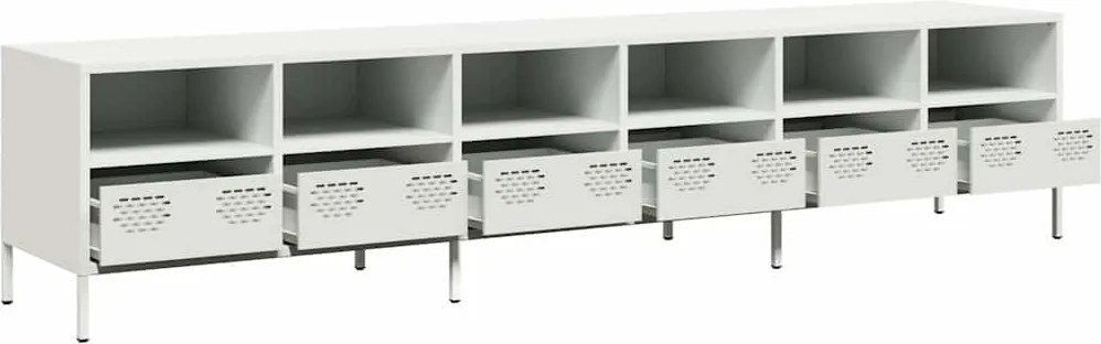 TV skříňka bílá 202 x 39 x 43,5 cm ocel válcovaná za studena 3307160