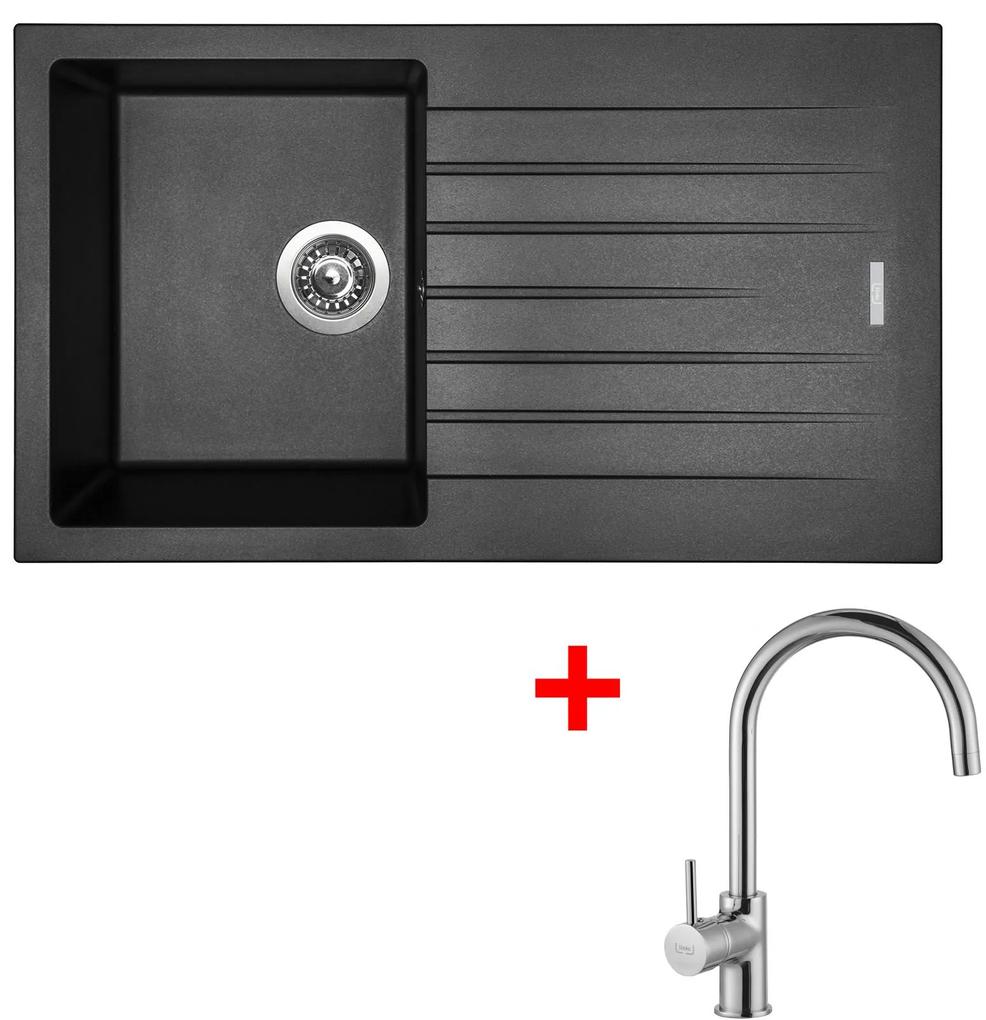 Sinks NB Dřez s odkapem Sinks PERFECTO 860 Metalblack+baterie VITALIA - PE86074VICL