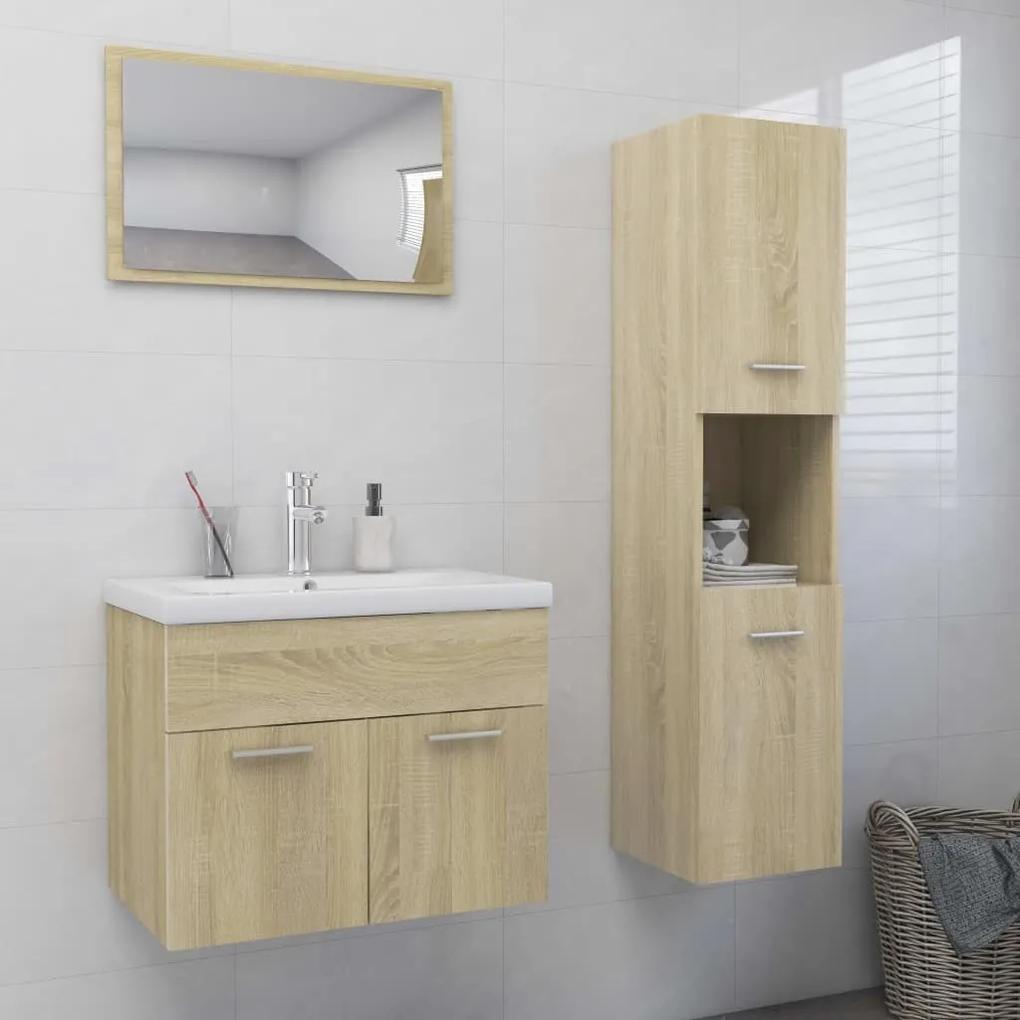 vidaXL Set koupelnového nábytku dřevotříska [3071136] Barva: bílá s vysokým leskem