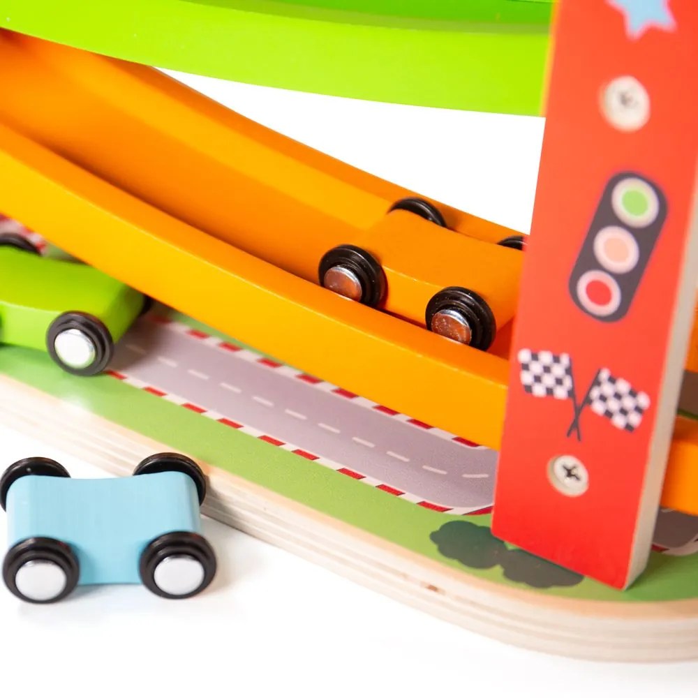 Bigjigs Toys Dřevěná automobilová závodní dráha