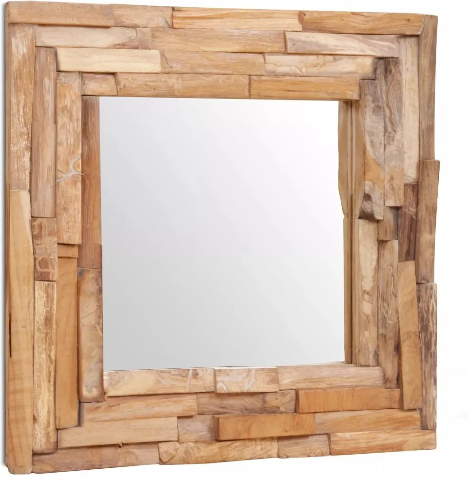 Dekorativní zrcadlo Clarks - čtvercové - teak | 60x60 cm