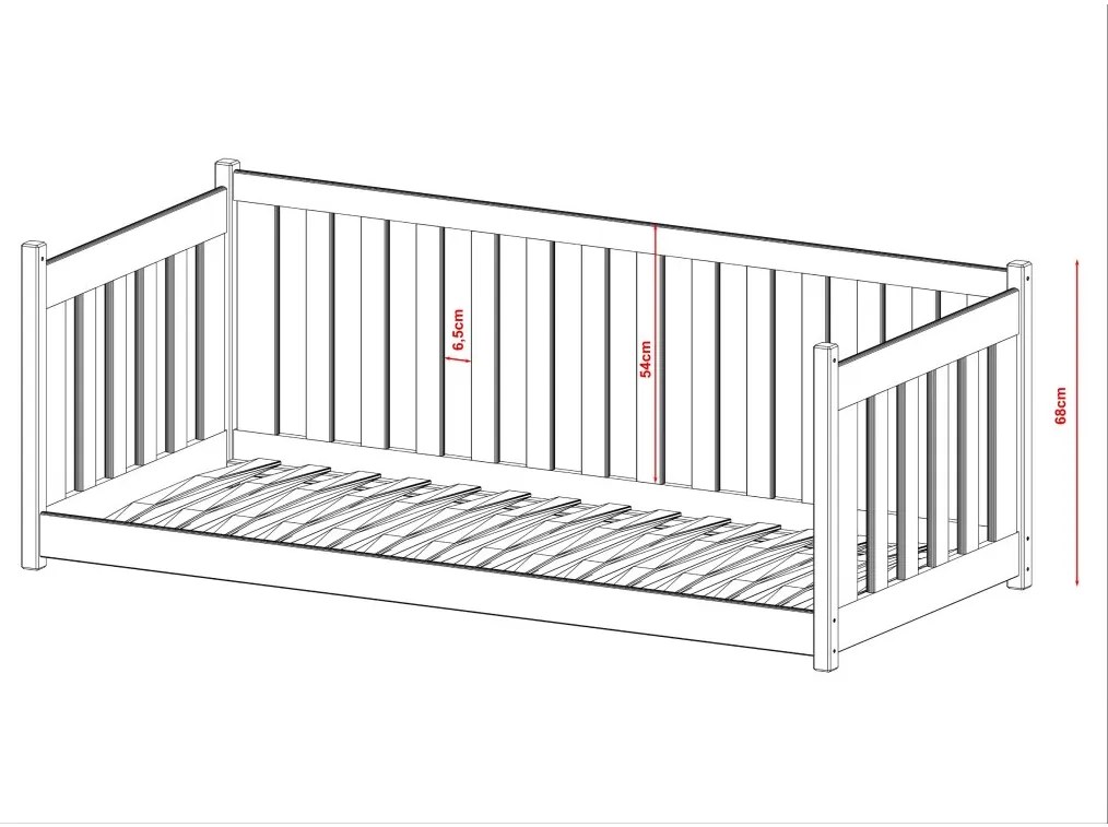 Legno Dětská postel s ohrádkou Koncept bílá Rozměr (cm): 80x160