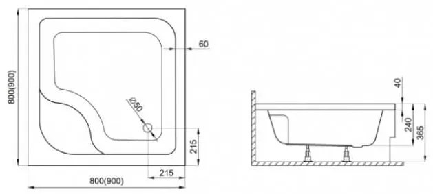 Polimat Tenor čtvercová vysoká sprchová vanička Rozměr vaničky: 90x90cm