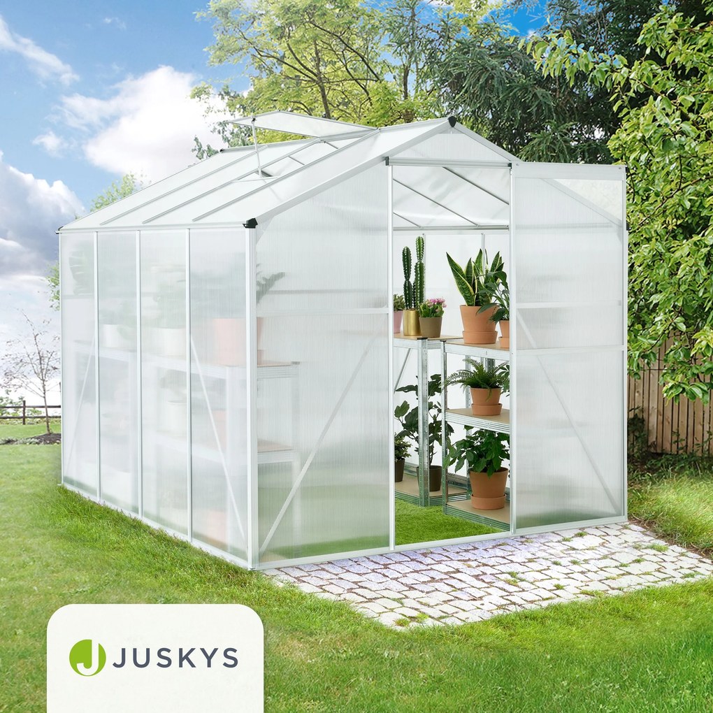 Juskys Hliníkový skleník se základovým rámem Velikost: 4,75 m²